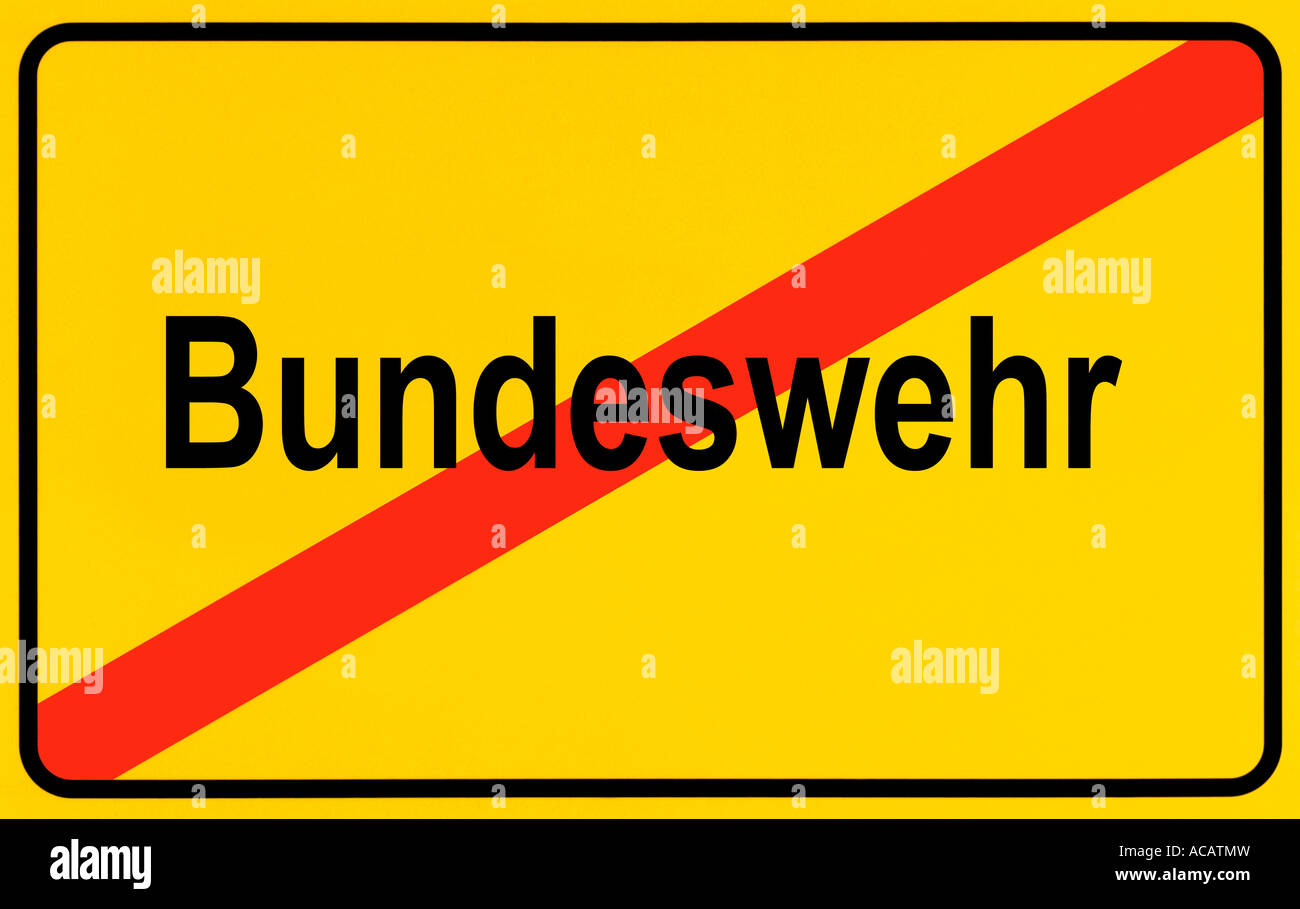 German city limits sign symbolising end of German Bundeswehr (armed ...