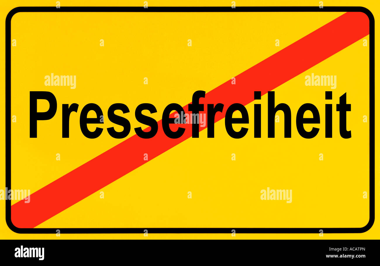 German city limits sign symbolising end of freedom of the press Stock ...