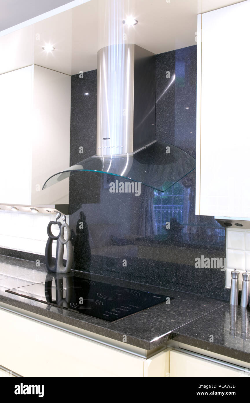 cooking hob in Modern kitchen in new house with expensive appliances ...