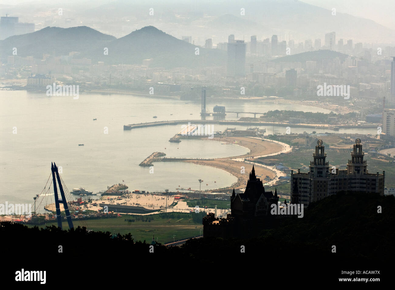 View of Xinghai park from cable car Dalian Zoo Dalian China Stock Photo ...