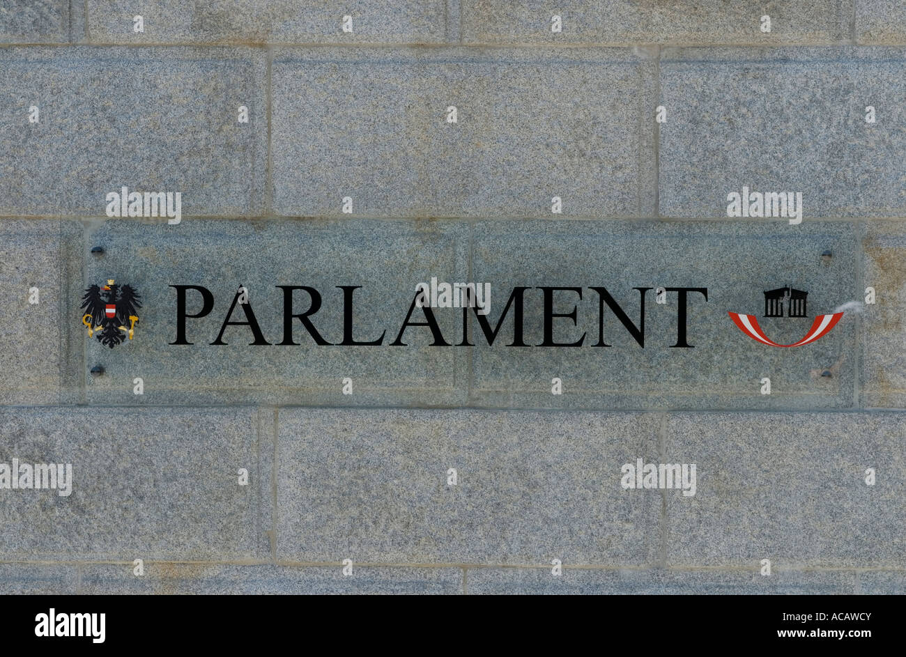 Sign of the Austrian Parliament, Vienna, Austria Stock Photo - Alamy