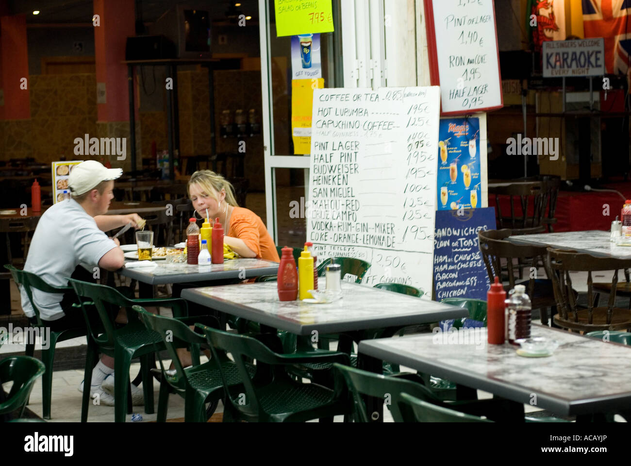 British cafe and pub Benidorm Costa Blanca Spain Stock Photo - Alamy
