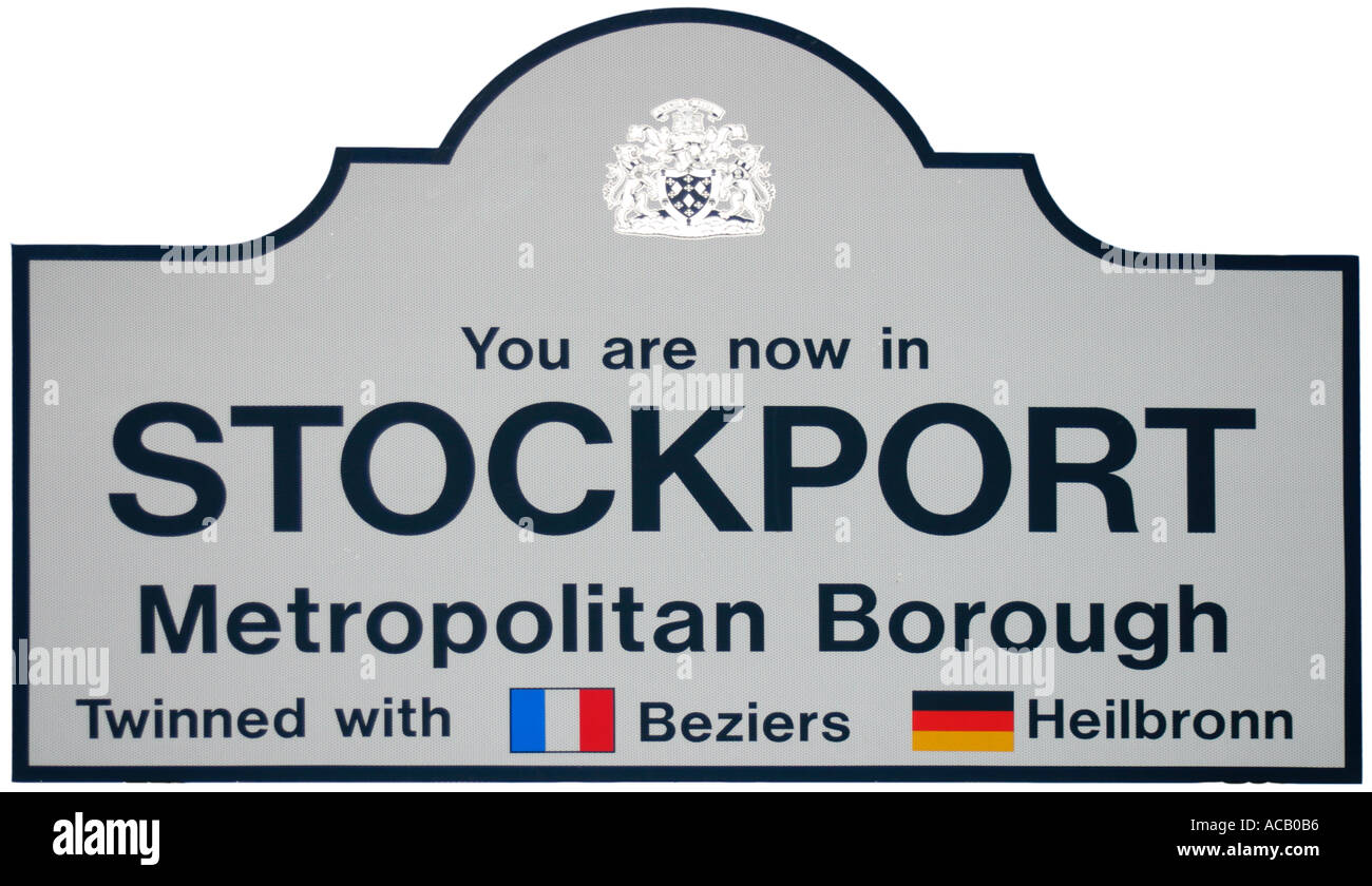 Welcome stockport road sign hi-res stock photography and images - Alamy