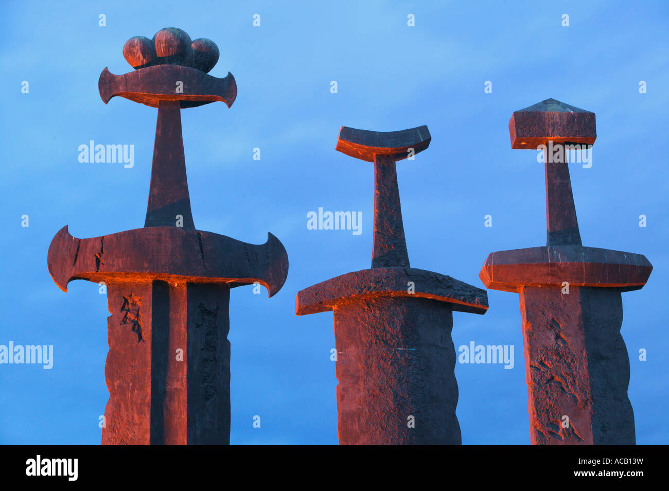 The three swords monument at hafrsfjord hi-res stock photography and ...