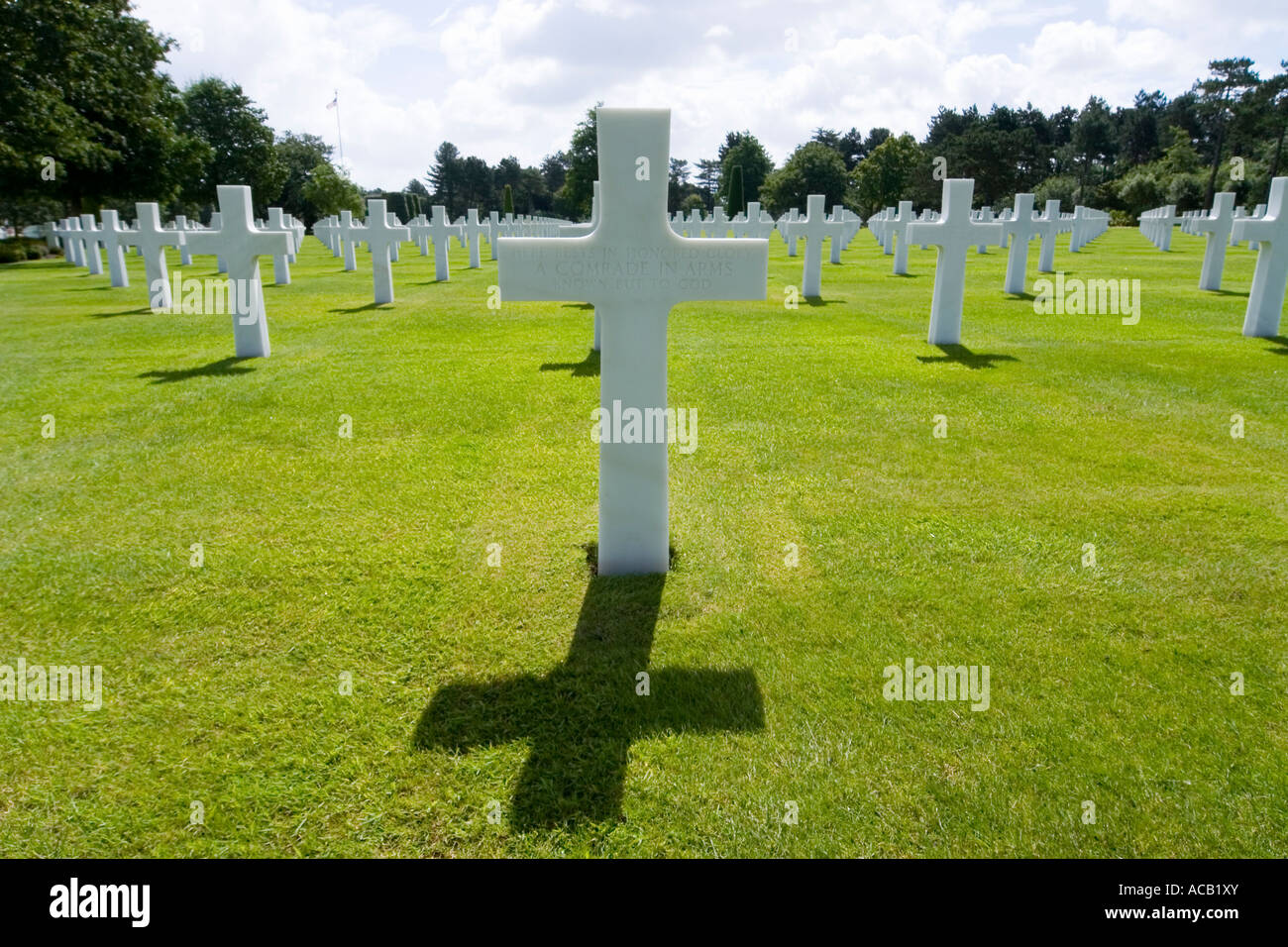 Cross gravestone or marker in United States World War 2 military ...