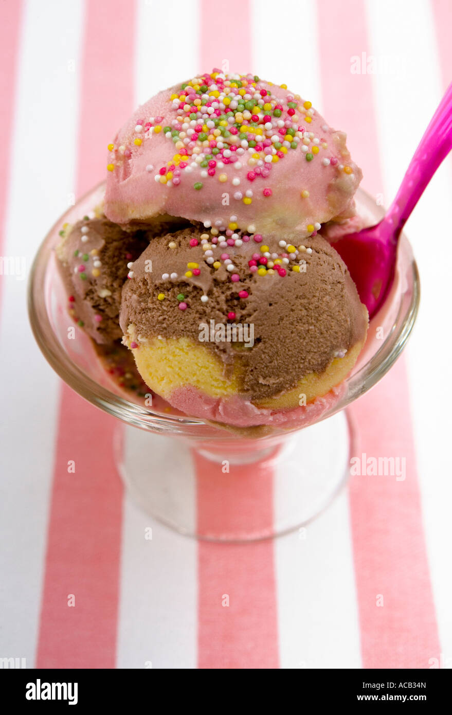 Neopolitan icecream sundae Stock Photo - Alamy
