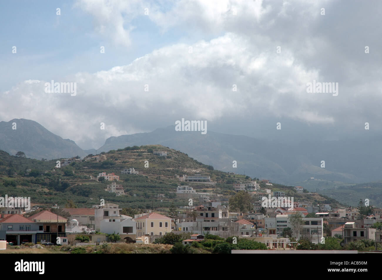 Aerial view in Kissamos (Kastelli) town, greek isle of Crete Stock ...