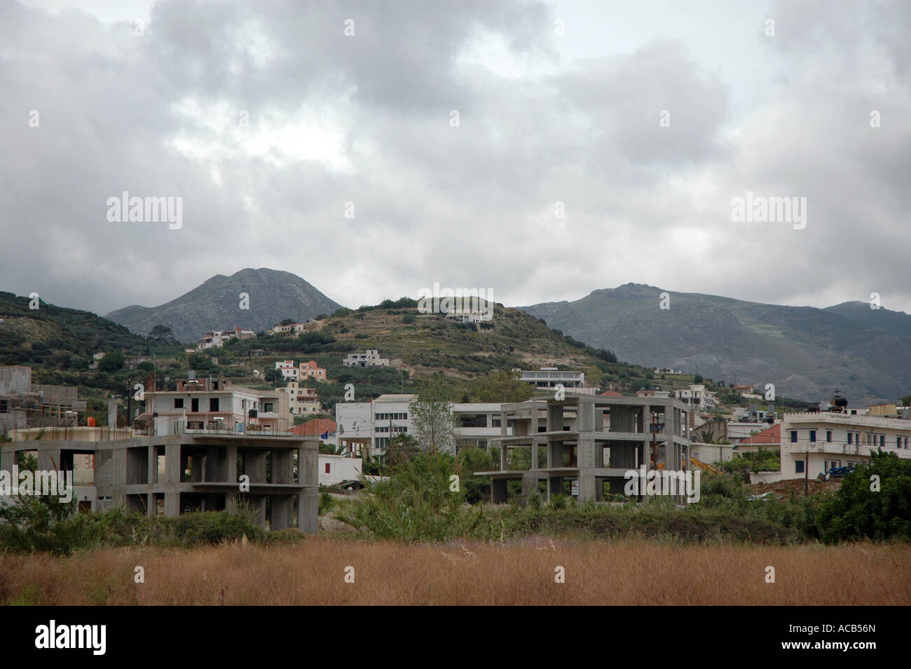 Aerial view in Kissamos (Kastelli) town, greek isle of Crete Stock ...