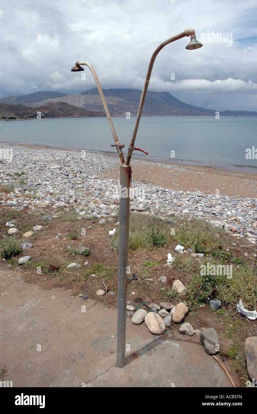Old public shower on the beach in Kissamos (Kastelli) town, greek isle ...