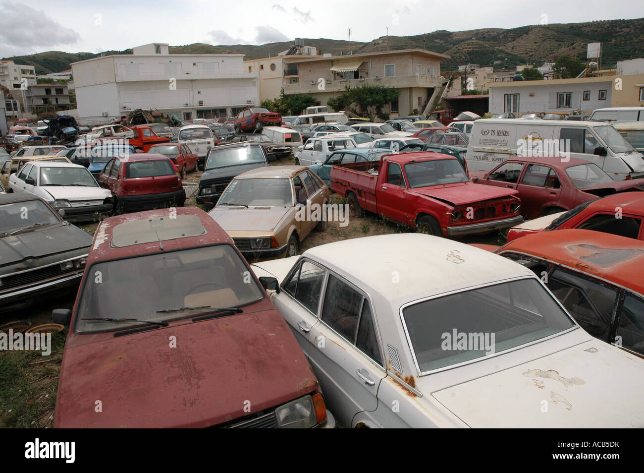 Car cemetery in Kissamos town, greek isle of Crete Stock Photo - Alamy