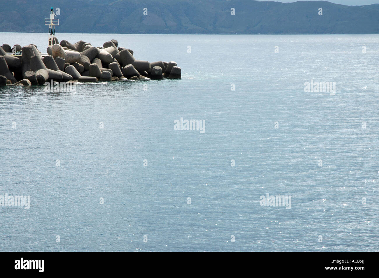 breakwater in port of Kissamos (Kastelli) town, greek isle of Crete ...