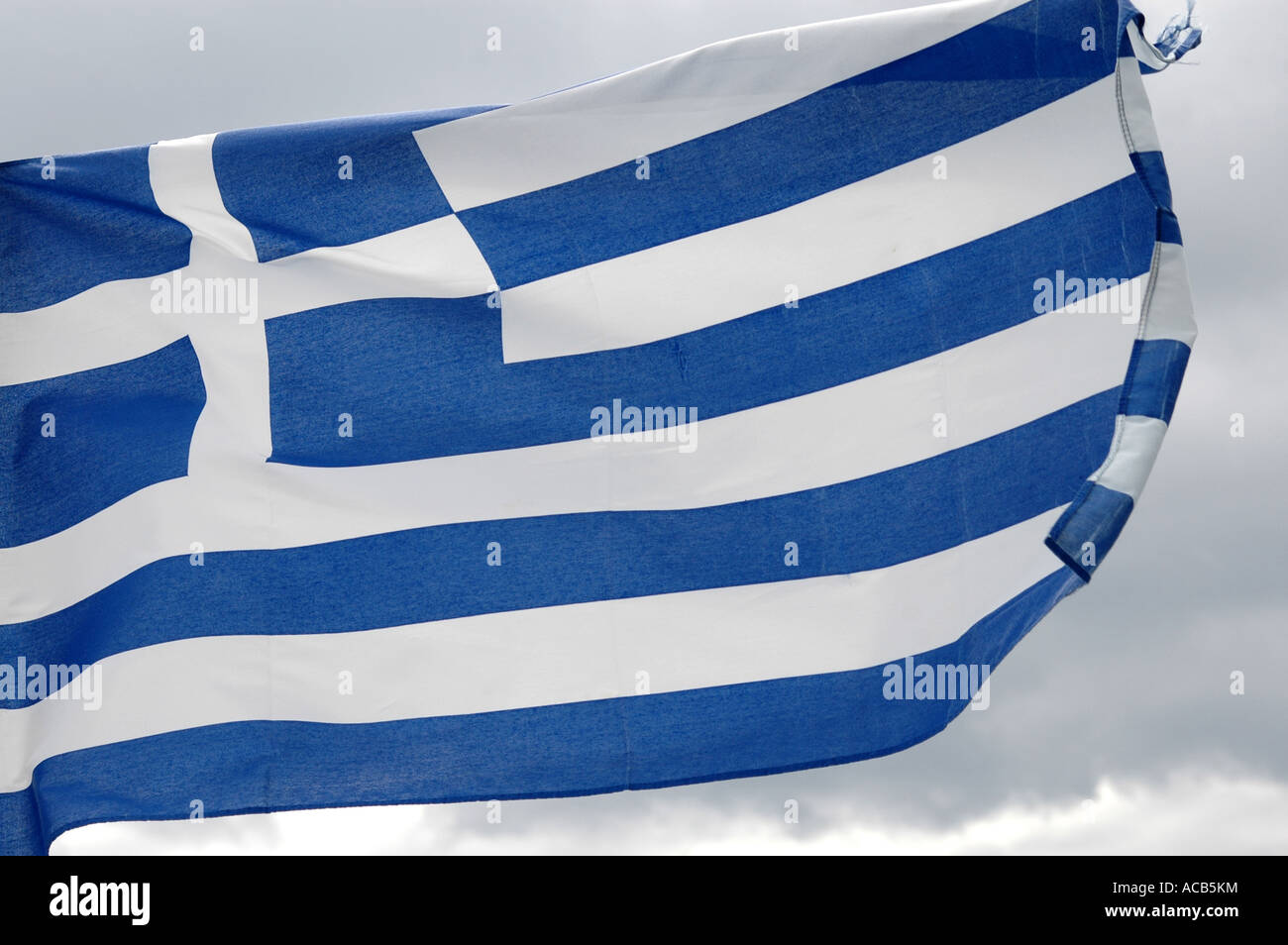 Greek flag fluttering on a wind Stock Photo - Alamy