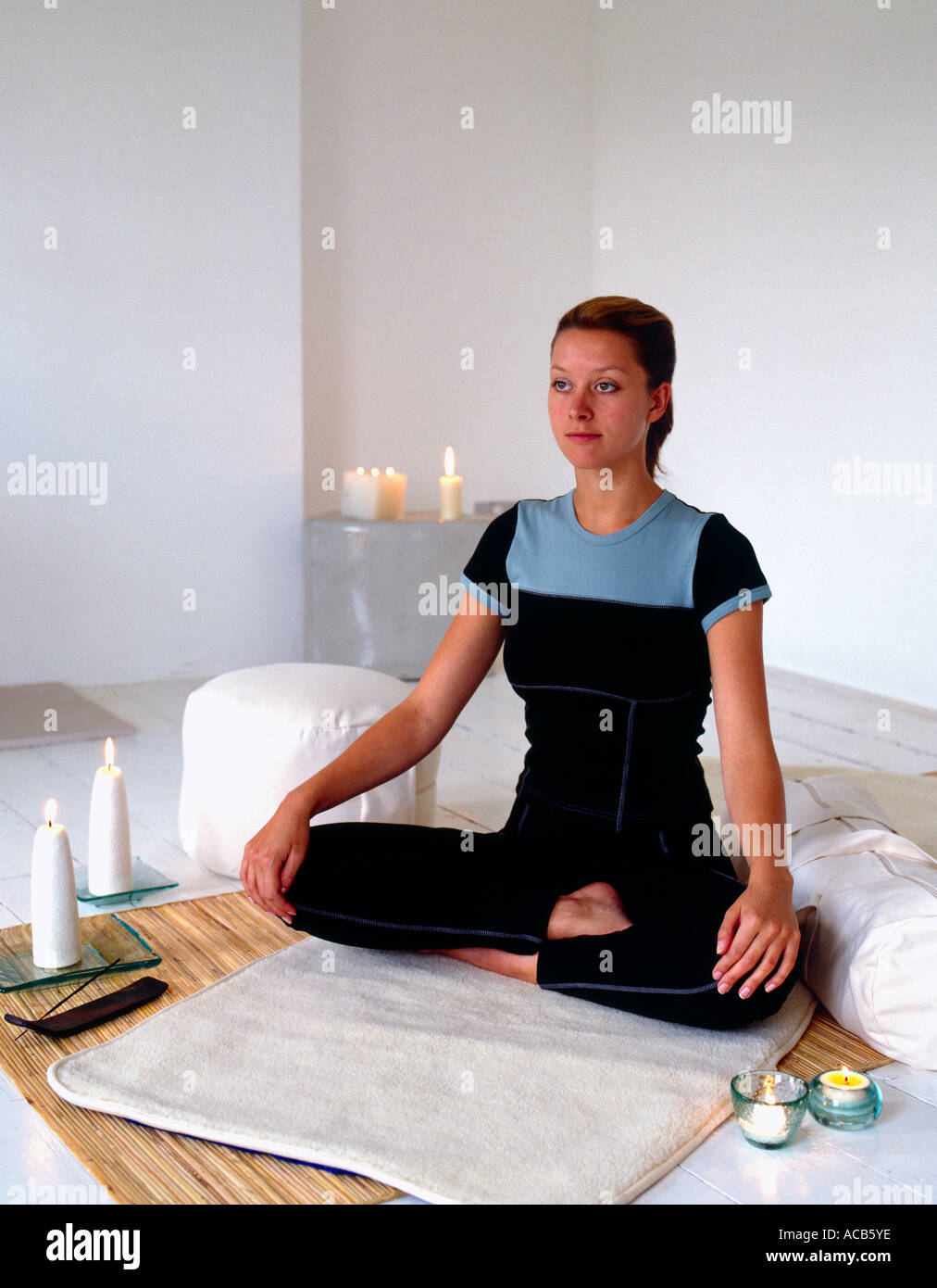 model in mediation in lotus position Stock Photo - Alamy
