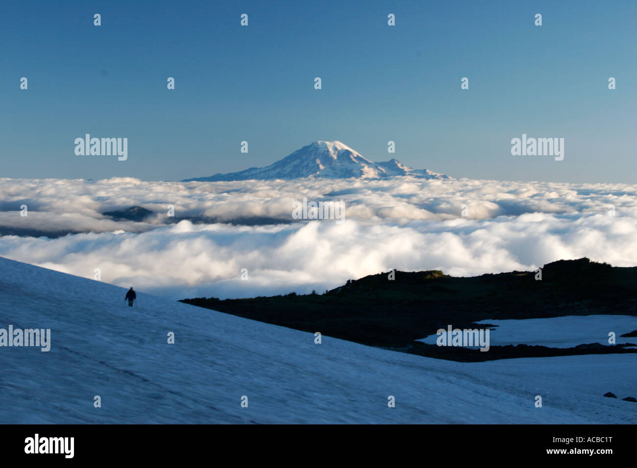 A climber ascends the north cleaver route on Mount Adams Mount Adams ...