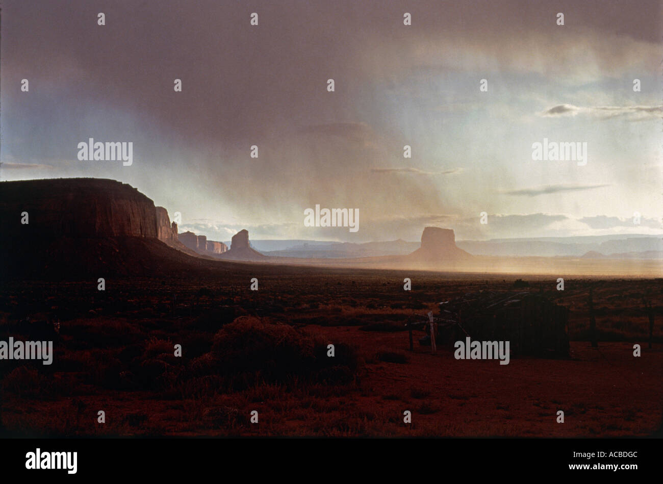 monument valley navajo tribal park at heavy rainfall state of arizona ...