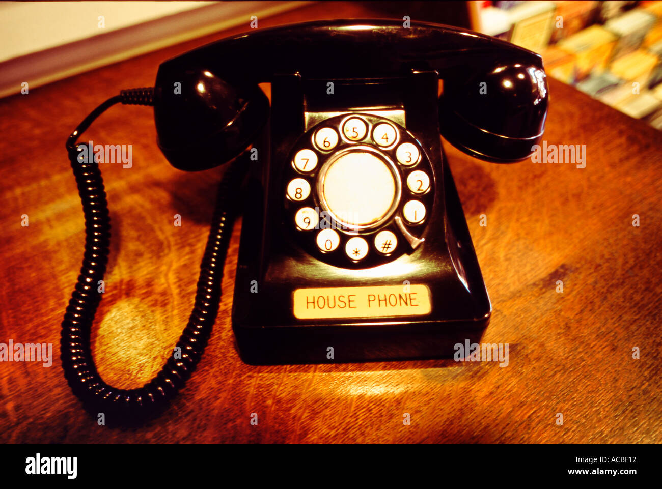 Rotary dial telephone on desk in hotel lobby Stock Photo - Alamy