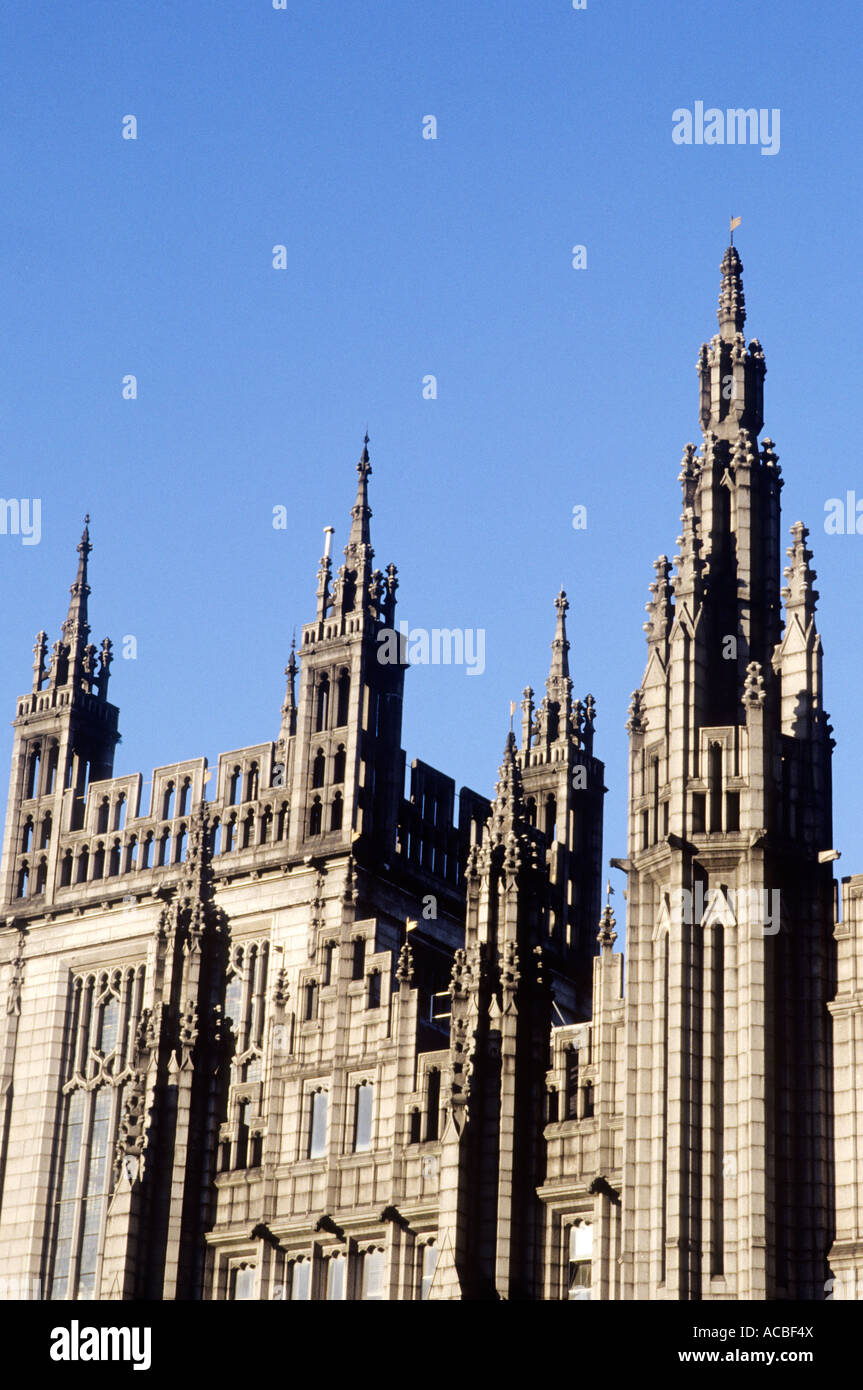 Aberdeen, Marischal College, detail of fretted, multi pinnacled facade ...