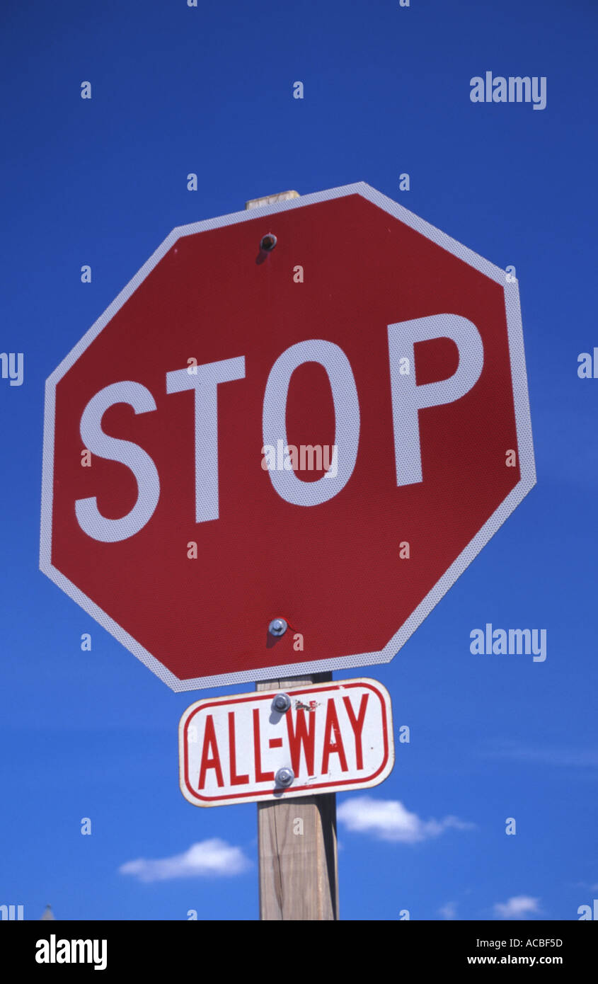 All Way Stop Sign Perry Port Ontario Canada Stock Photo - Alamy