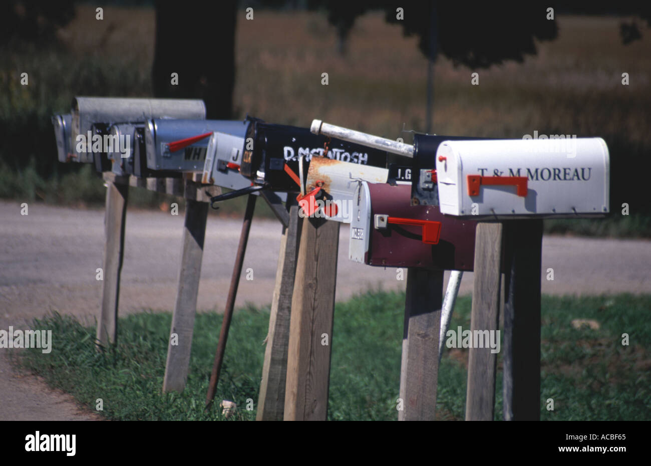 Mail boxes on road side in Ontario Canada Stock Photo - Alamy