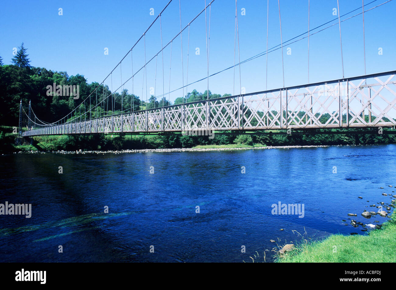 Suspension Bridge over River Spey, Aberlour, Speyside, Scotland, UK ...