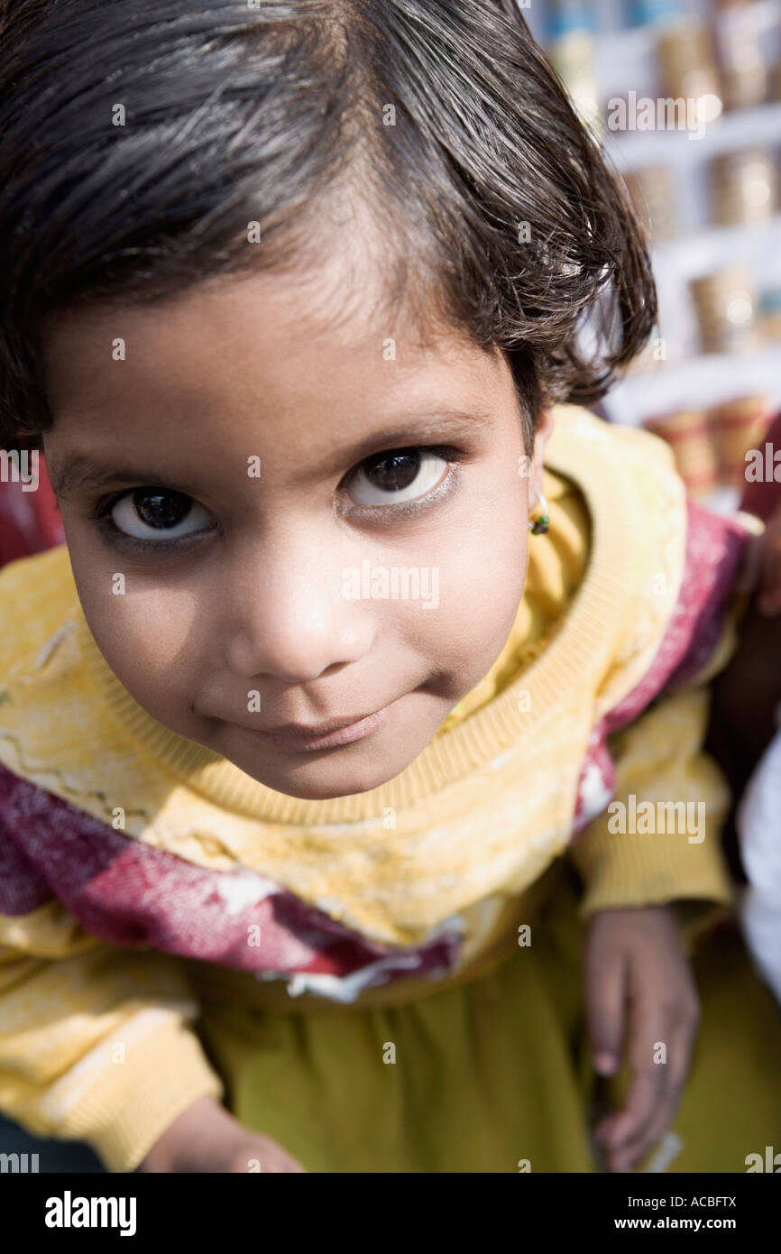Portrait of a girl looking up Stock Photo - Alamy