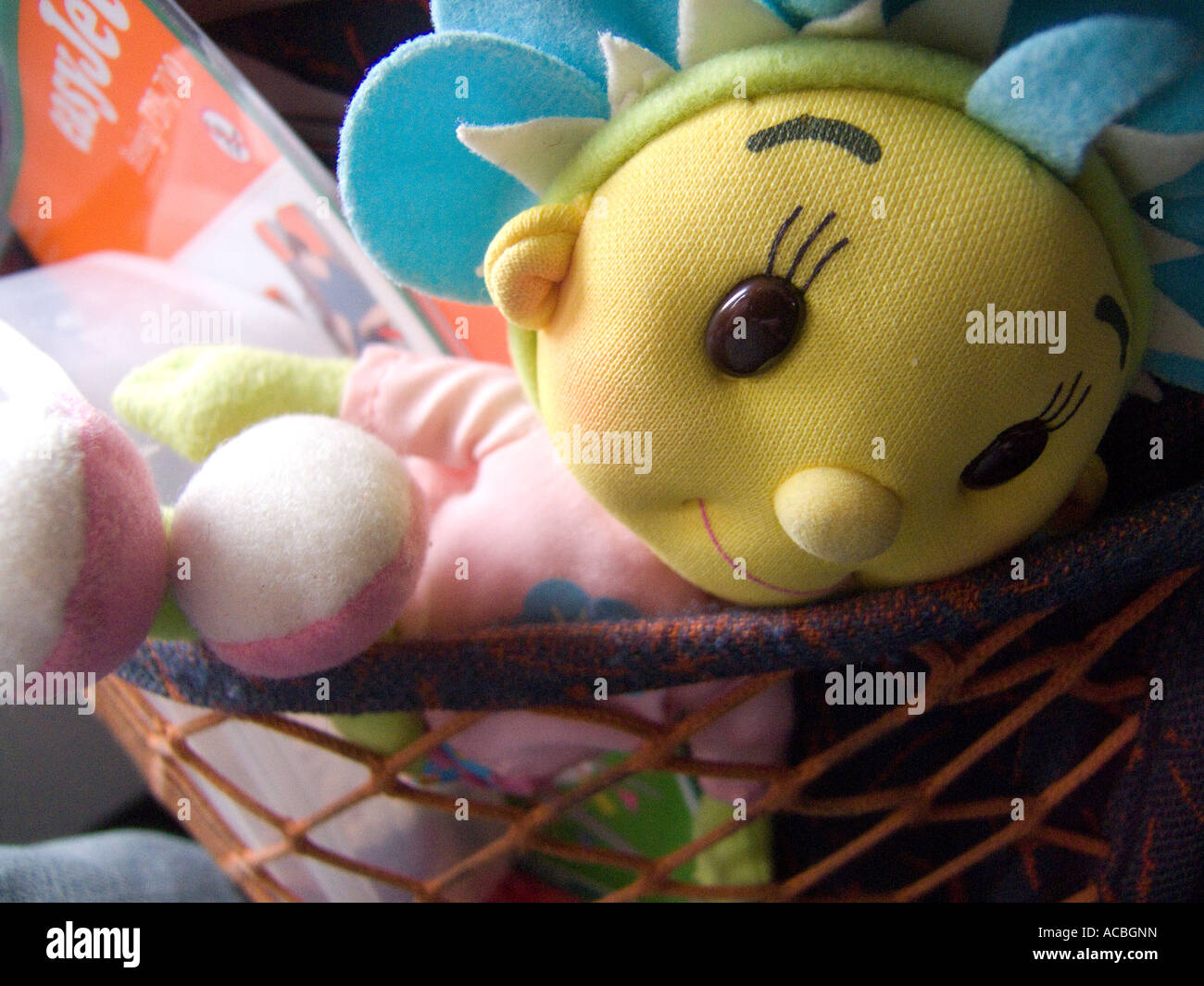 fifi toy in the seat storage on an aeroplane Stock Photo - Alamy