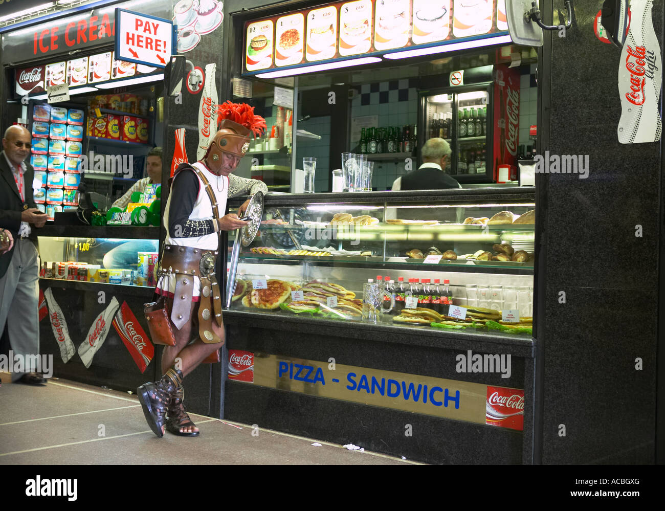 Italy. Rome. A lobby of station of the underground. The man dressed in ...