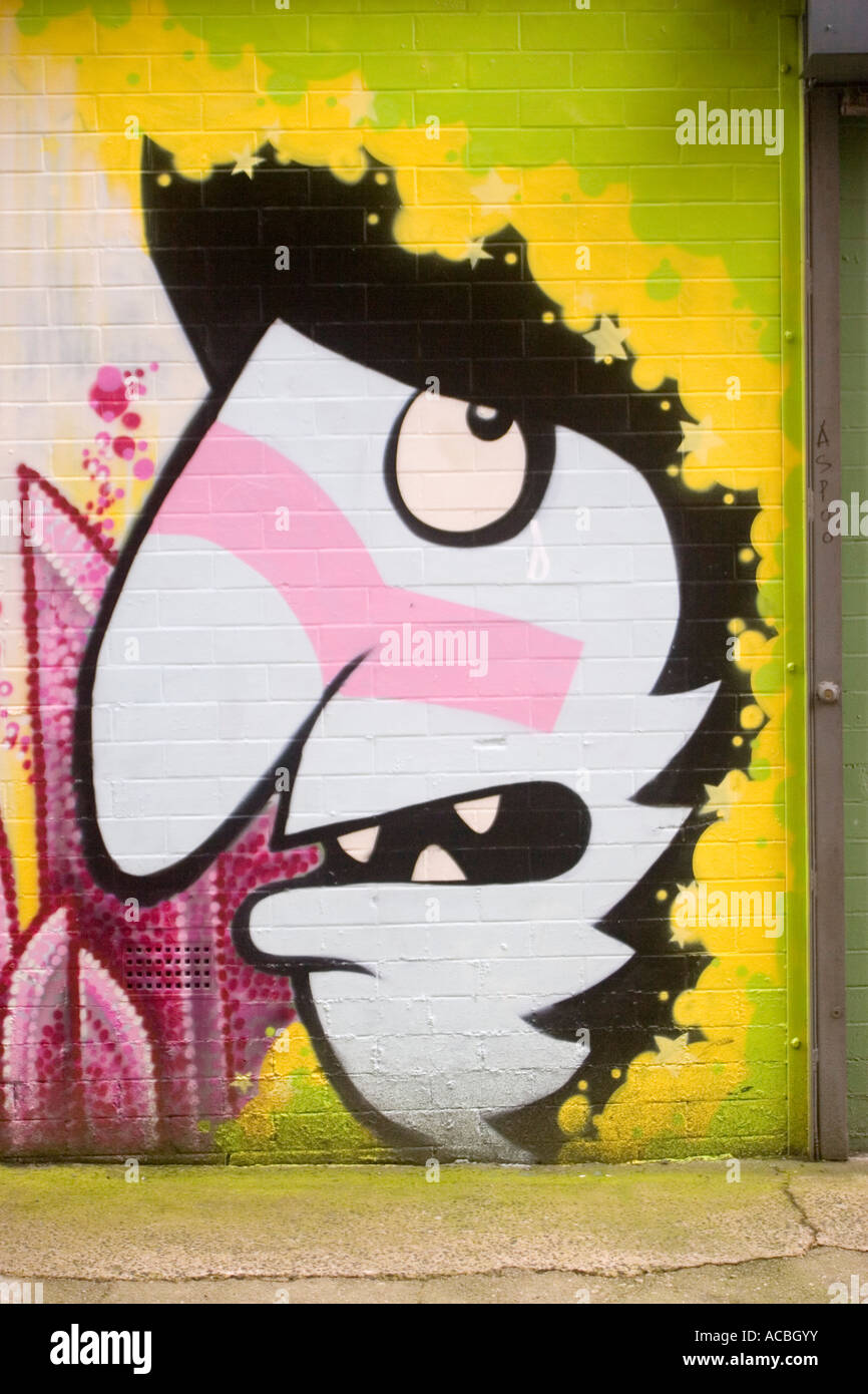 Street art of cartoon head, the Northern quarter Manchester UK Stock ...