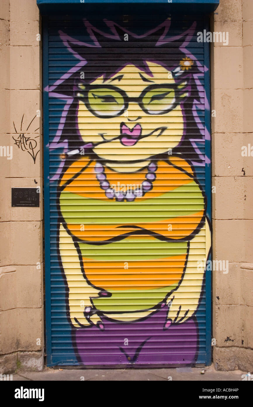 Corner shop with street art, the Northern quarter Manchester UK Stock ...