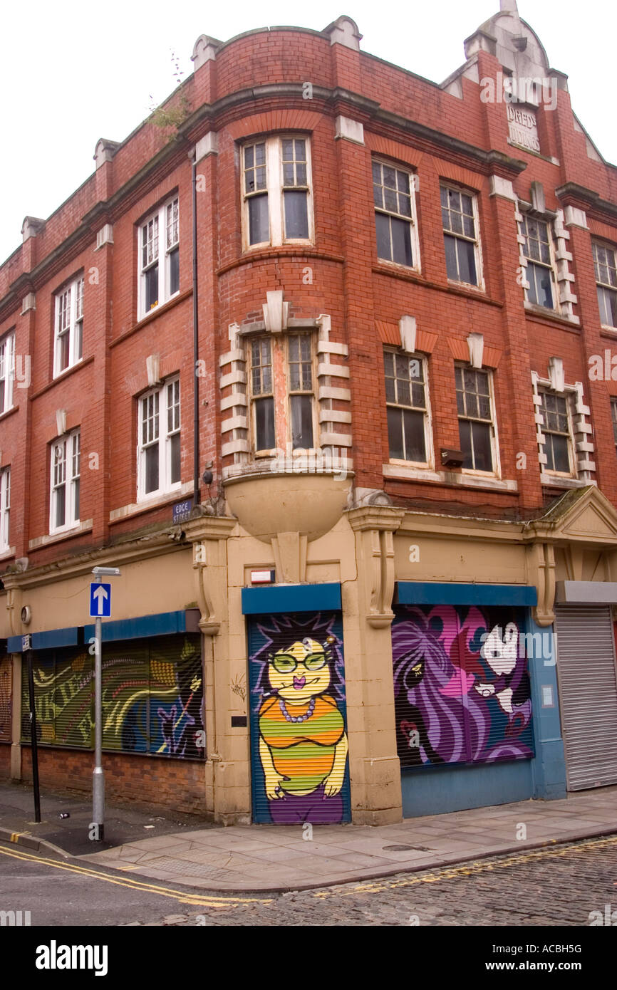 Corner shop with street art, the Northern quarter Manchester UK Stock ...
