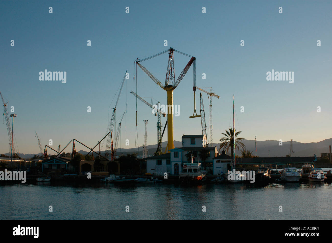 An oil rig under construction in a Mediterranean port Stock Photo - Alamy