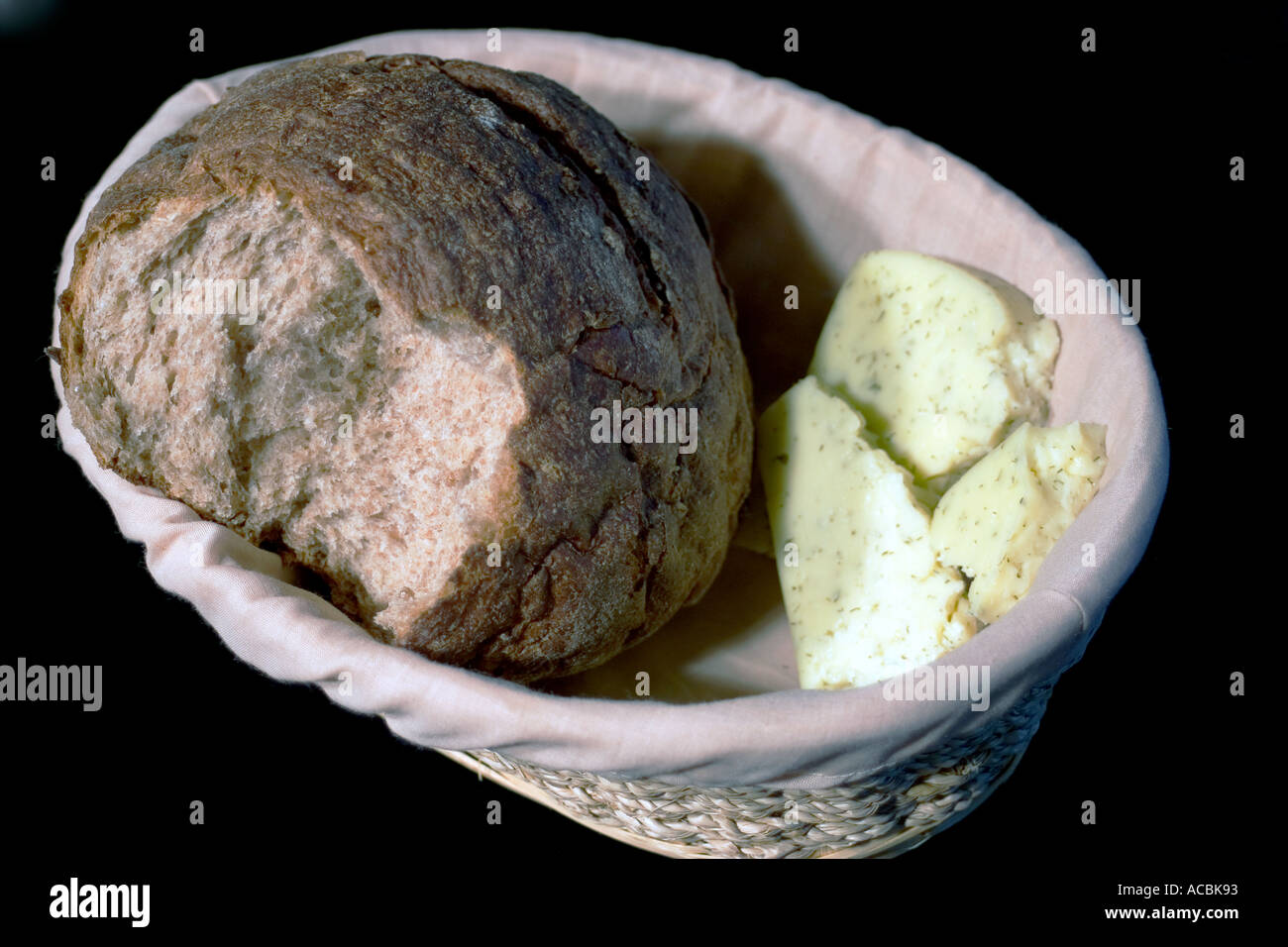 Homemade bread in basket Stock Photo - Alamy