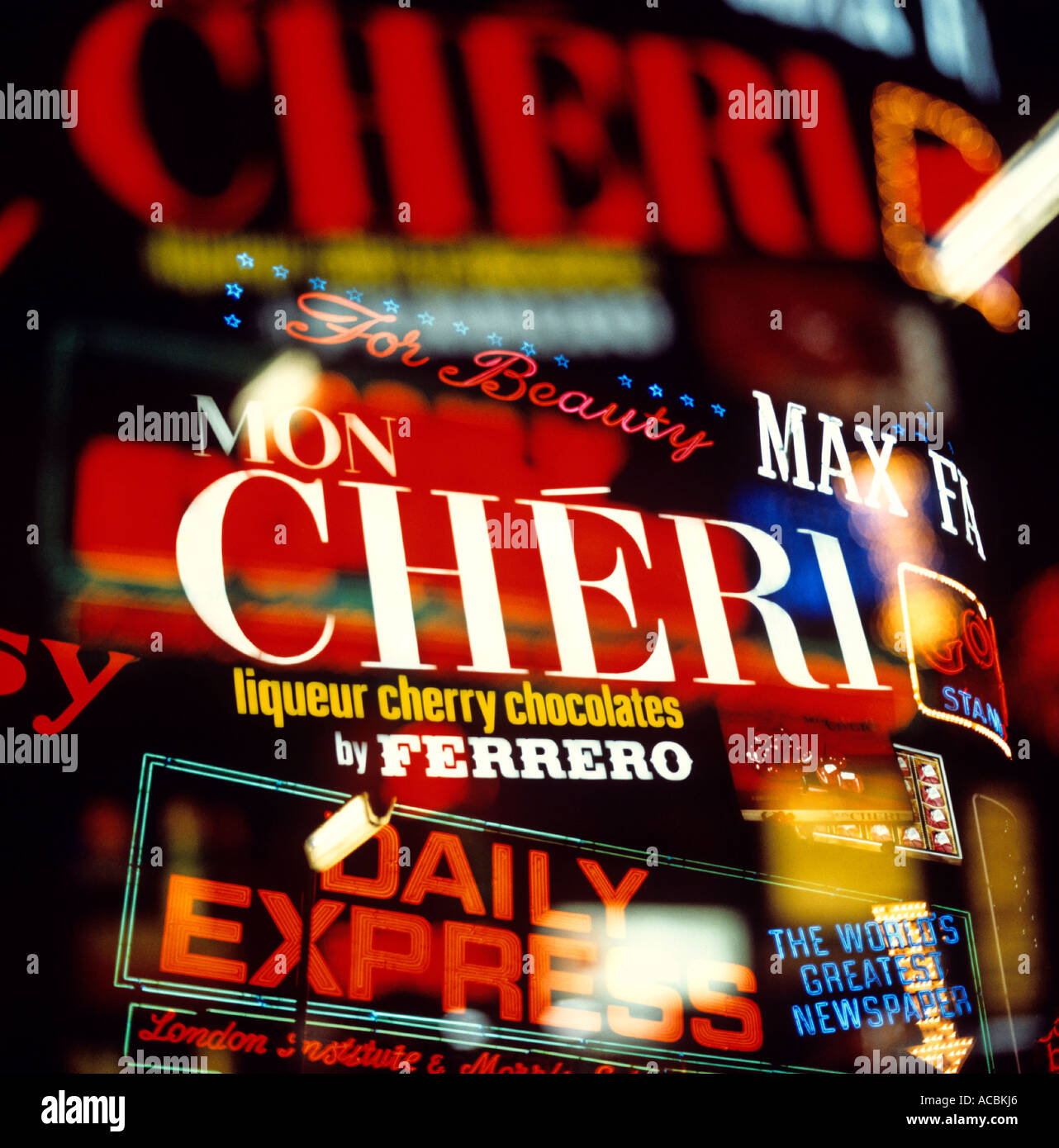 neon displays at piccadilly circus square at night city of london ...