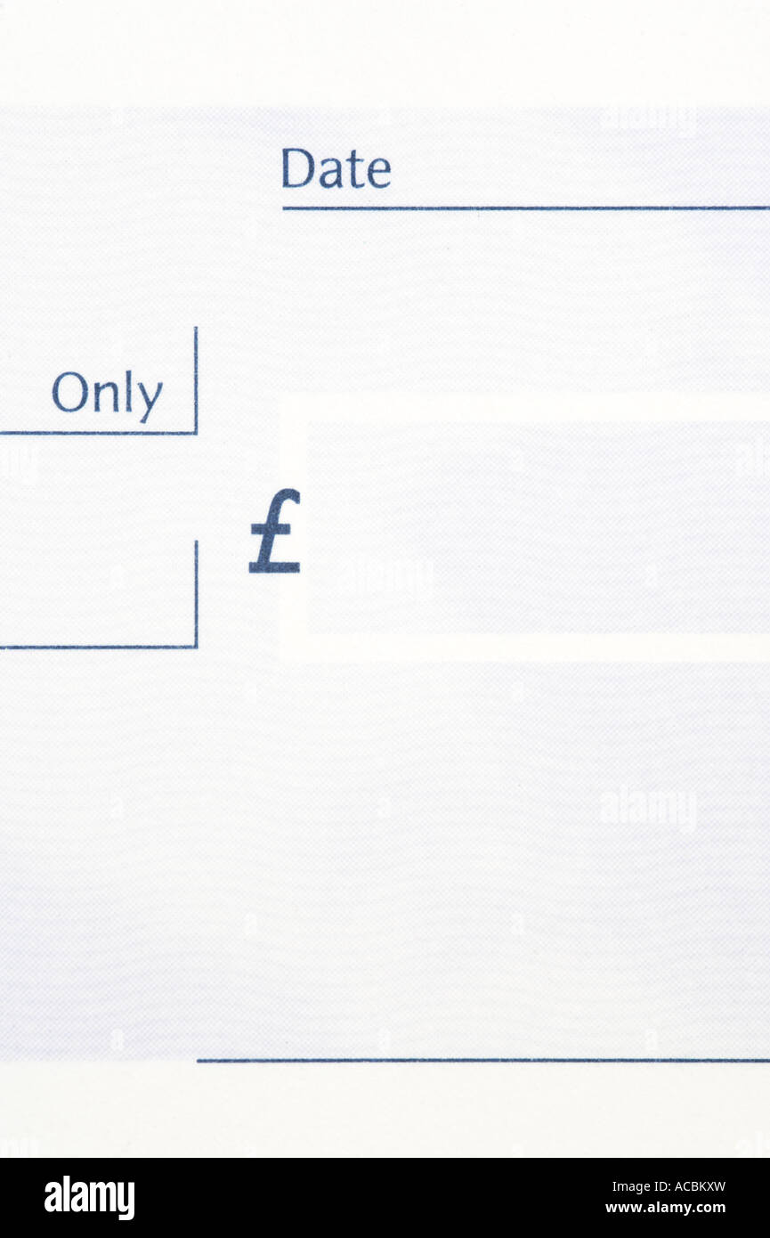 Close up bank cheque check Cut Out Stock Images & Pictures - Alamy