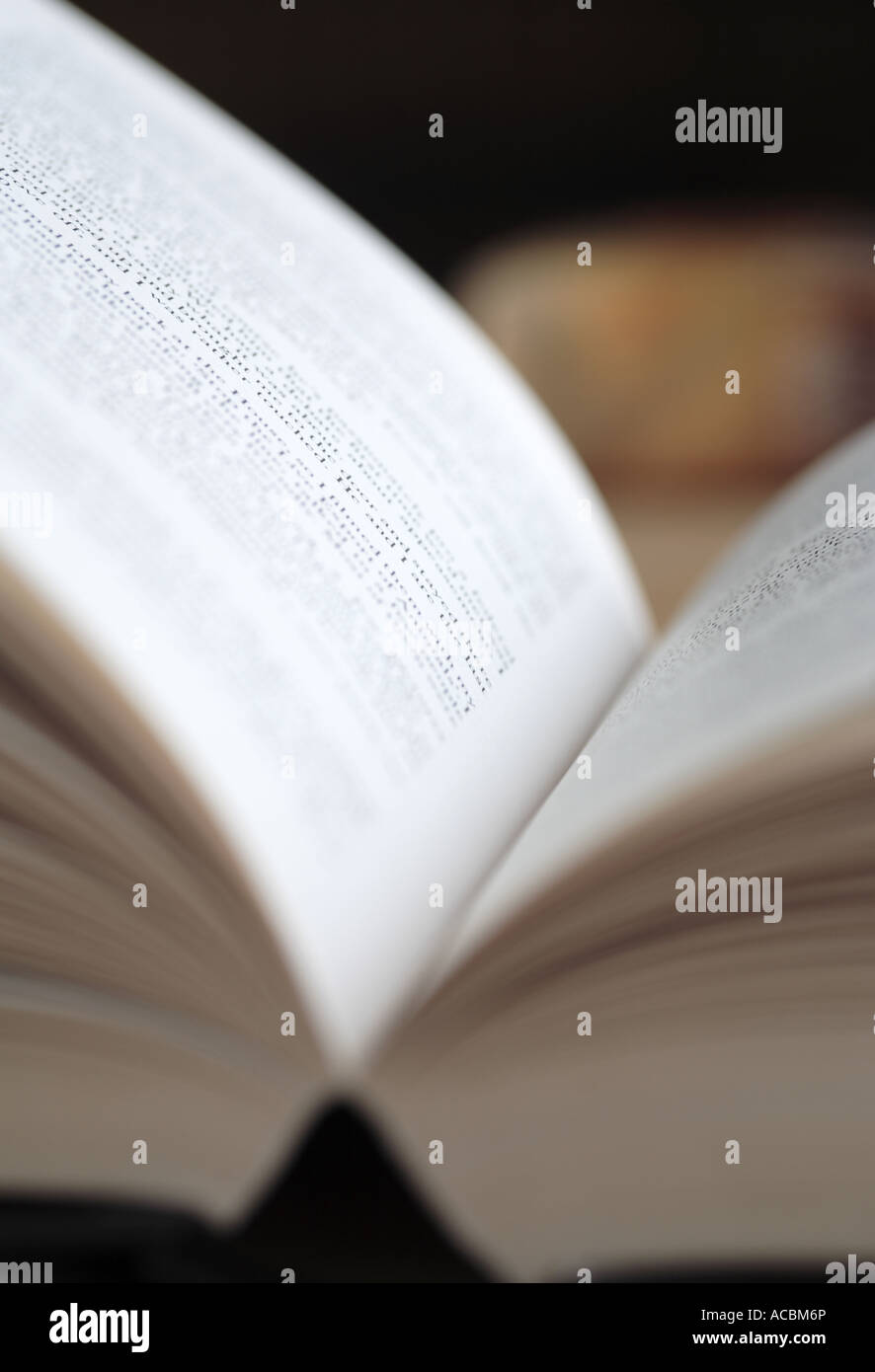 Close up of open book Stock Photo - Alamy