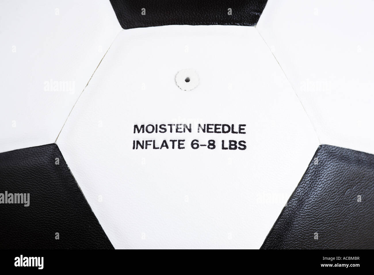 Close up of black and white football inflation point Stock Photo - Alamy