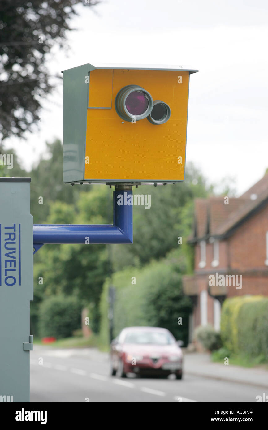 A car approaches a truvelo speed camera which takes images of vehicles ...