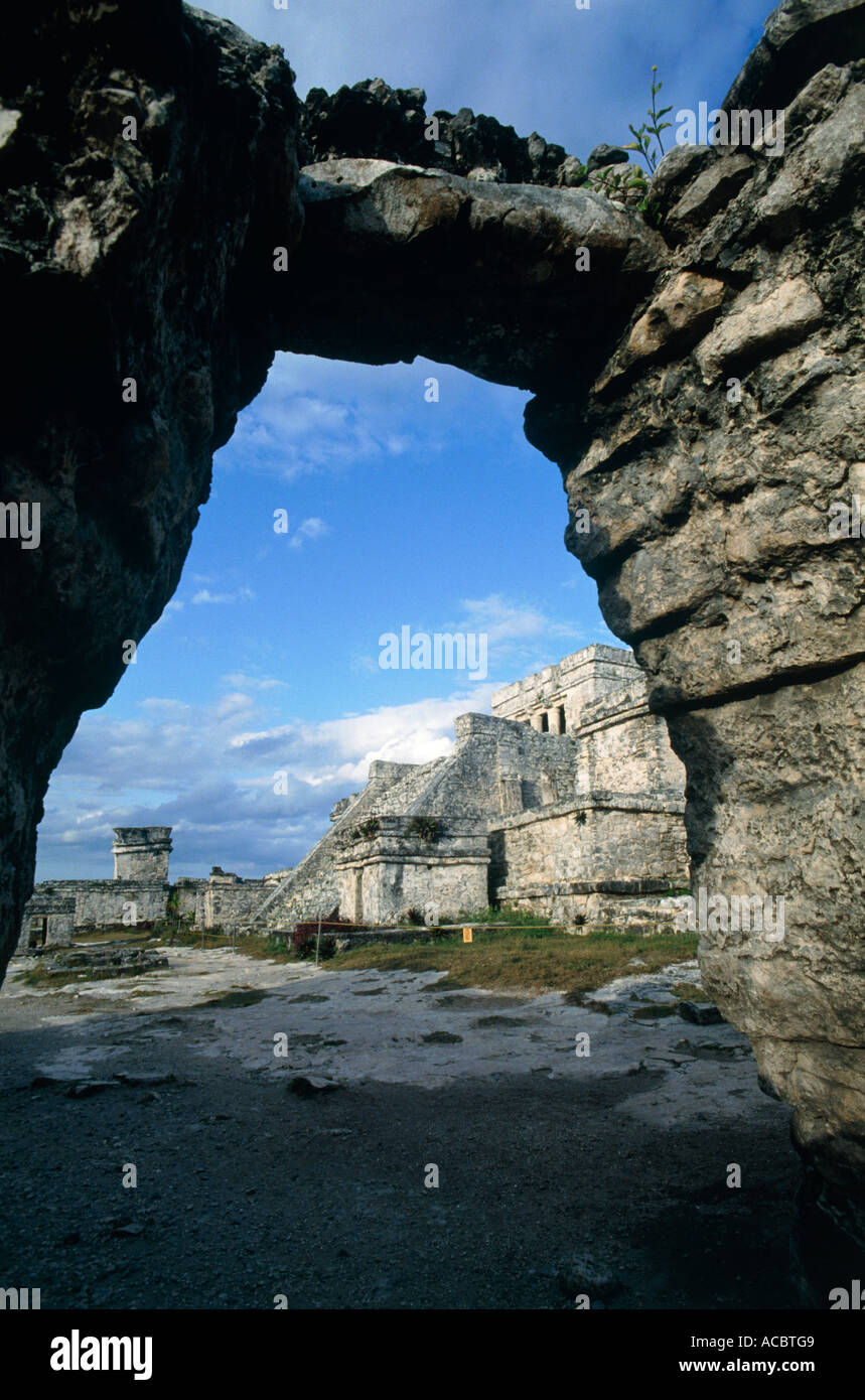 pyramid of el castillo mayan ruins of tulum yucatan peninsula state of ...
