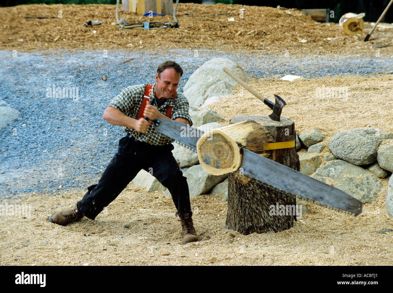Log sawing contest hi-res stock photography and images - Alamy