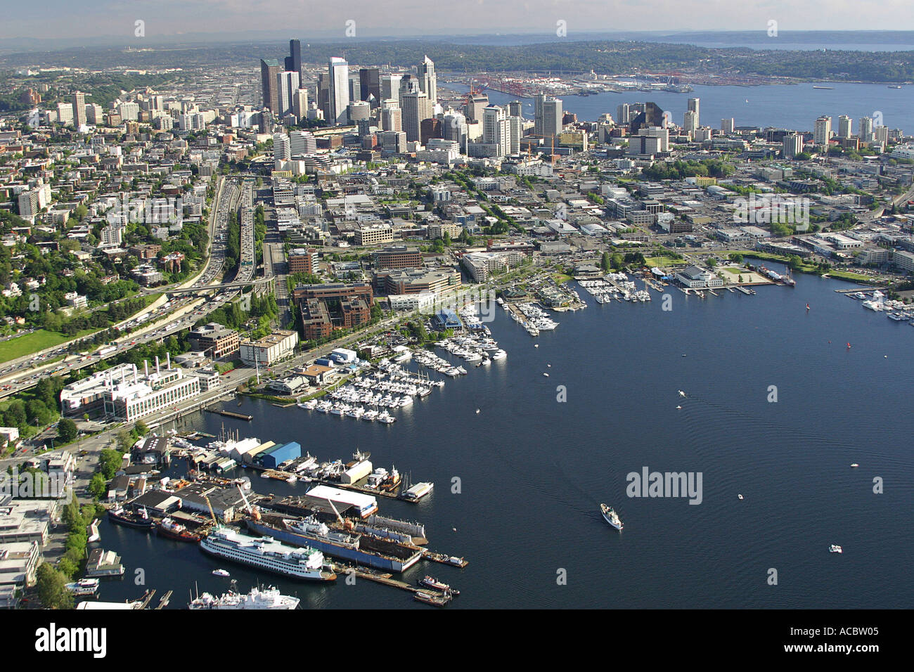 Aerial photo of seattle interstate 5 and Lake Union Seattle wa Stock ...