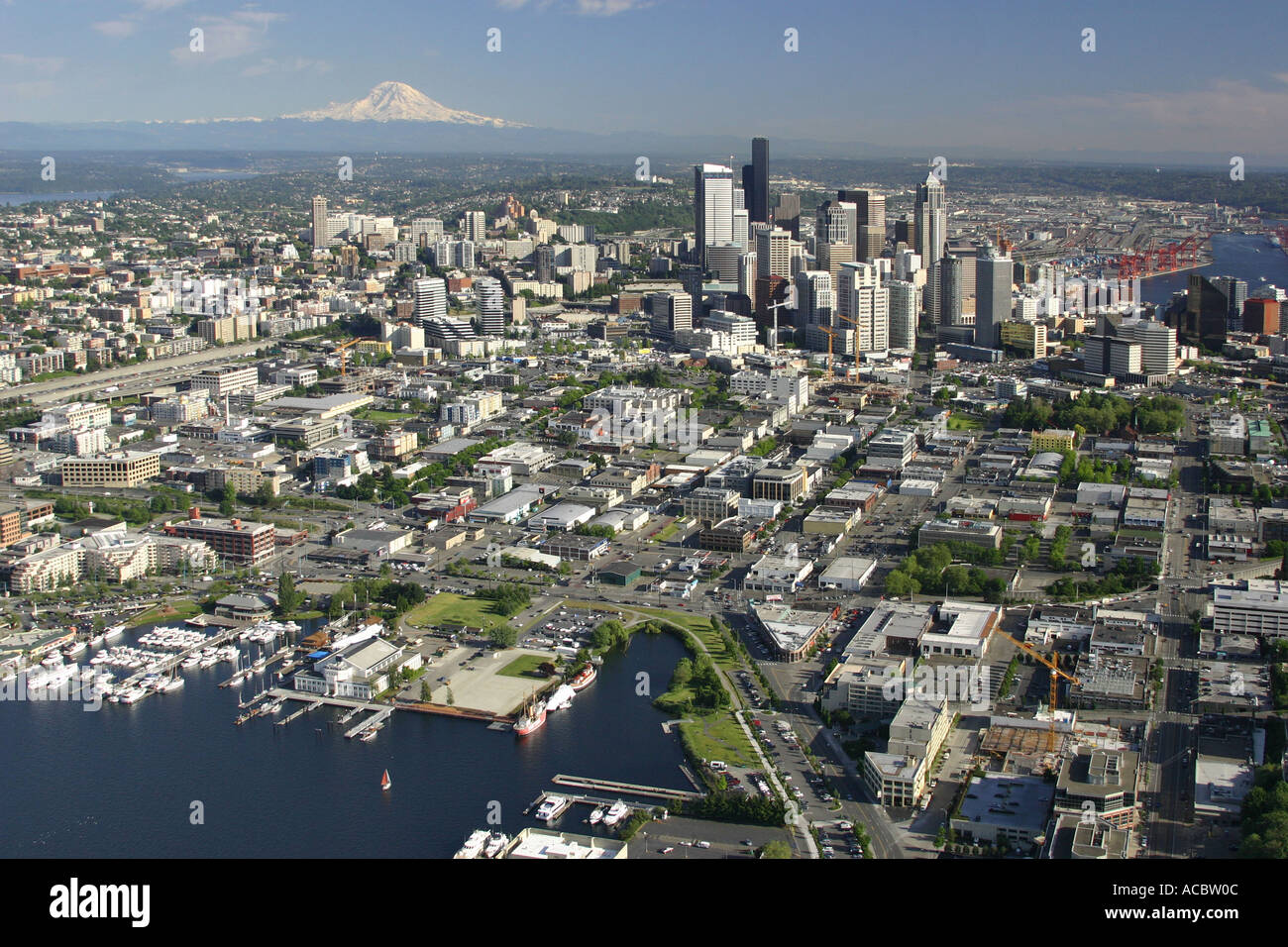Aerial seattle mt rainier city skyscrapers hi-res stock photography and ...