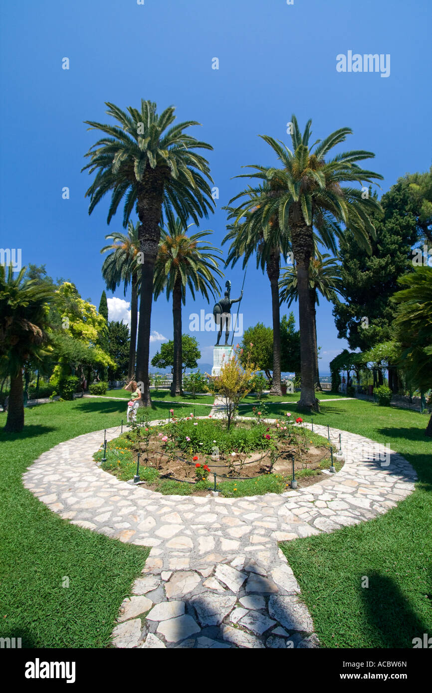 Greece Corfu Island Achillion Museum garden Sculpture of Achilles Stock ...