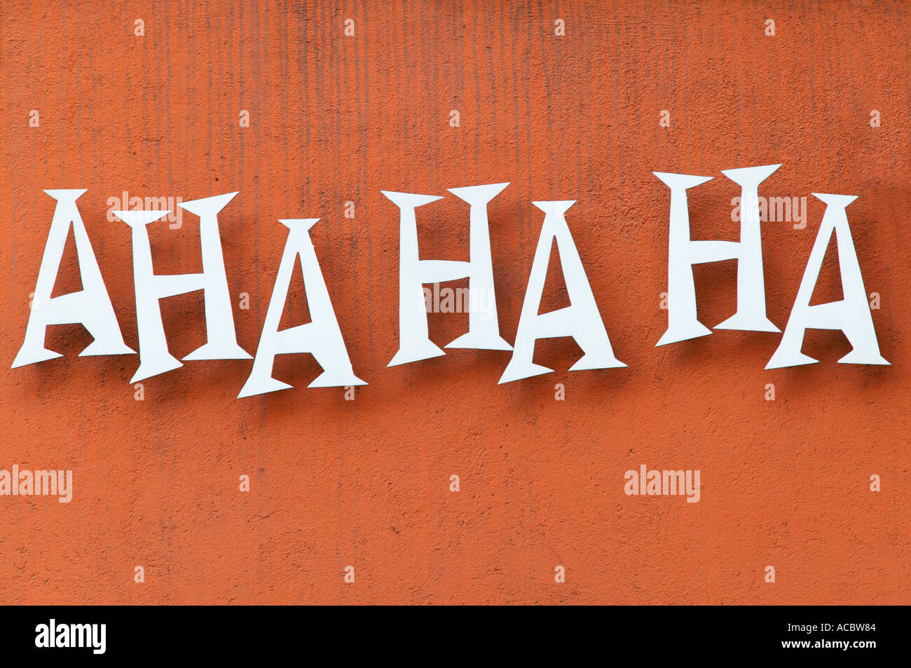 Joke shop sign AHA HA HA Stock Photo - Alamy