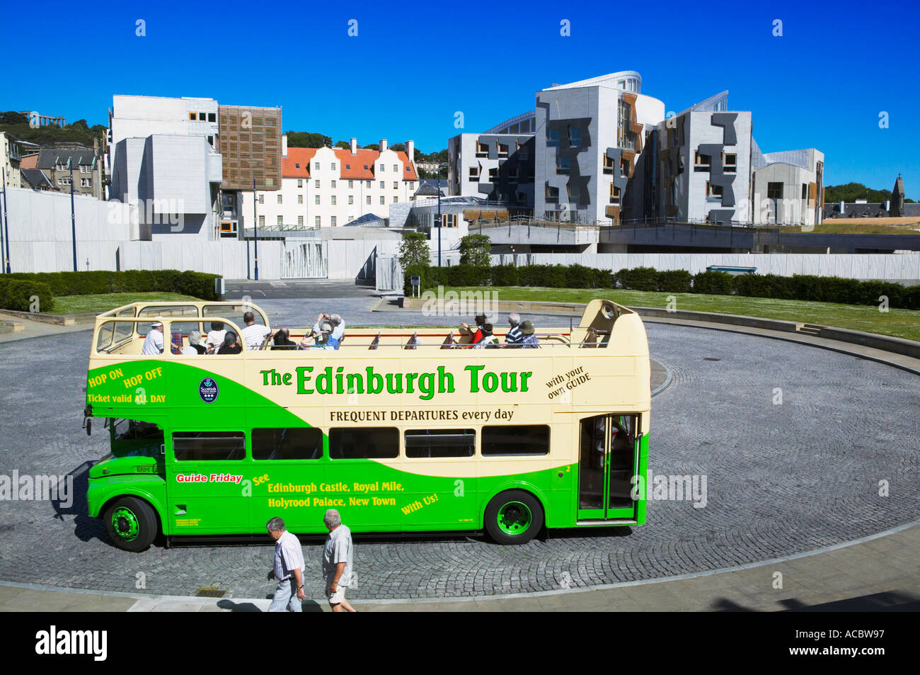 The Scottish Parliament Building Edinburgh Scotland City Tour Bus Stock ...