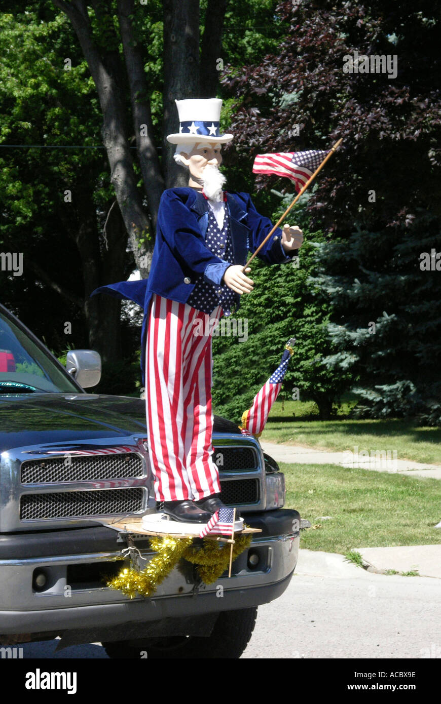 Uncle Sam likeness at Independence Day parade at Lexington Michigan ...