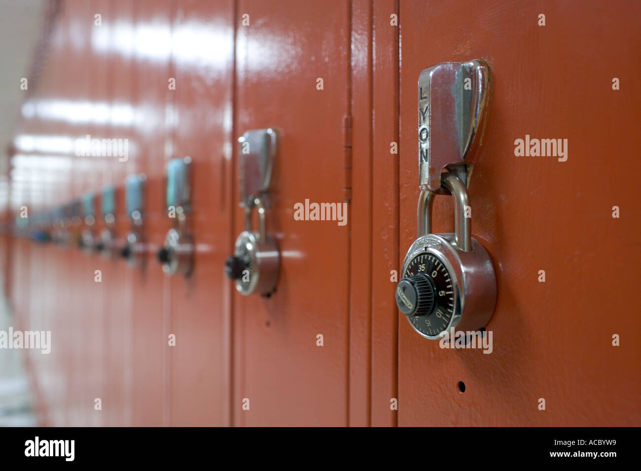 School lockers with padlocks Stock Photo - Alamy