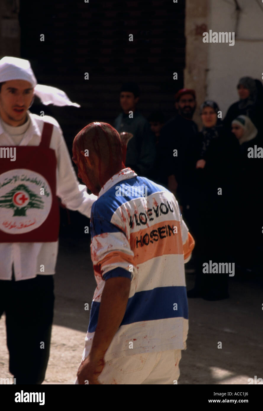 Shia Muslims commemorating Ashura on the tenth day of Muharram, Lebanon ...