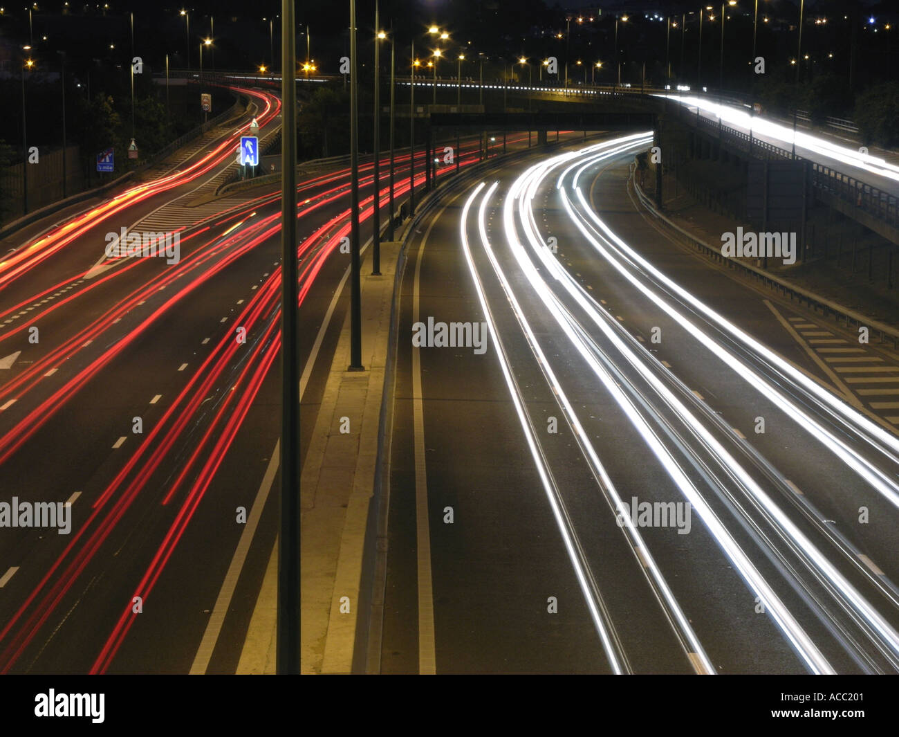 Motorway highway light trails in England UK Great Britain United ...