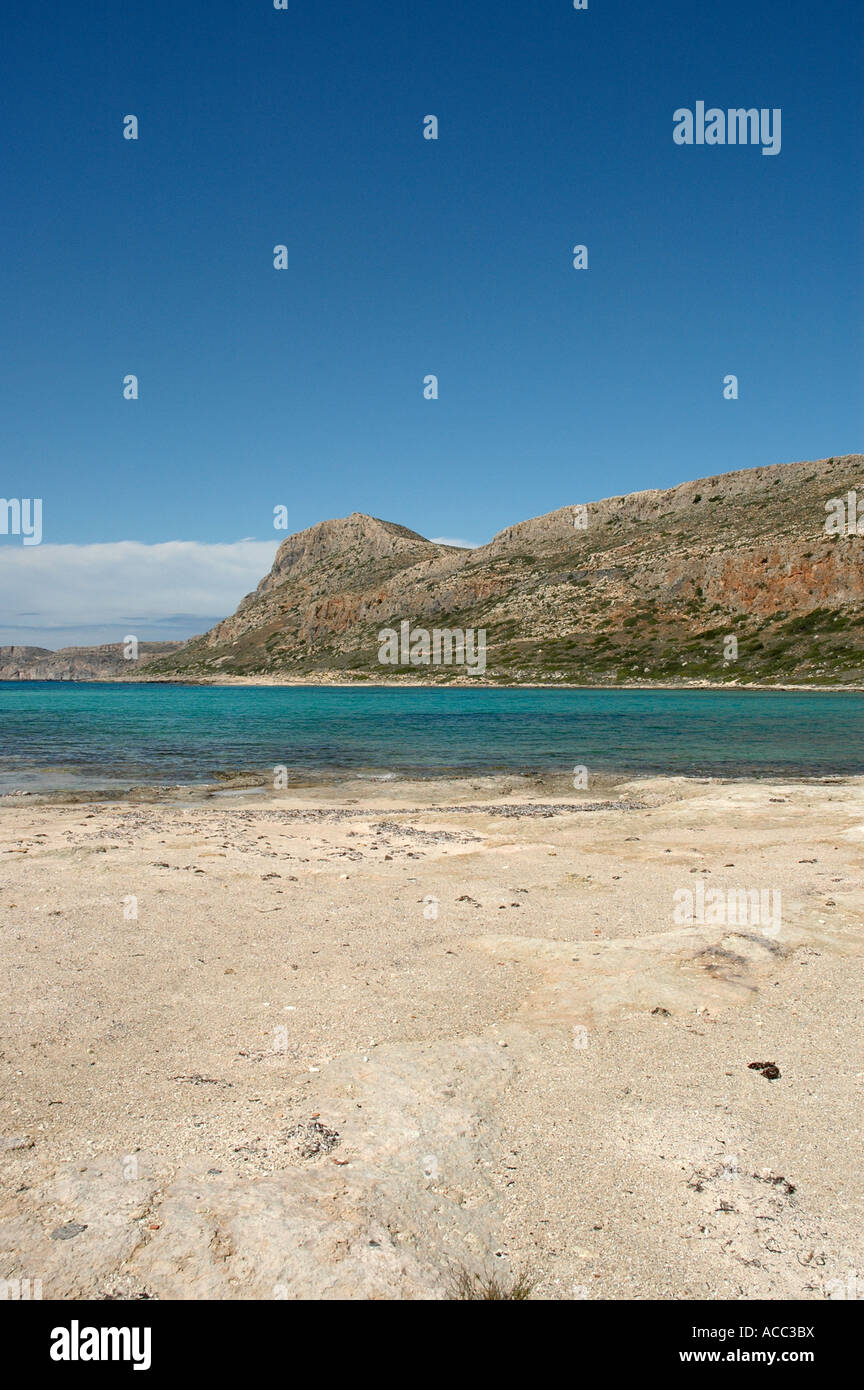 Balos beach on western Gramvoussa peninsula of island of Crete in ...