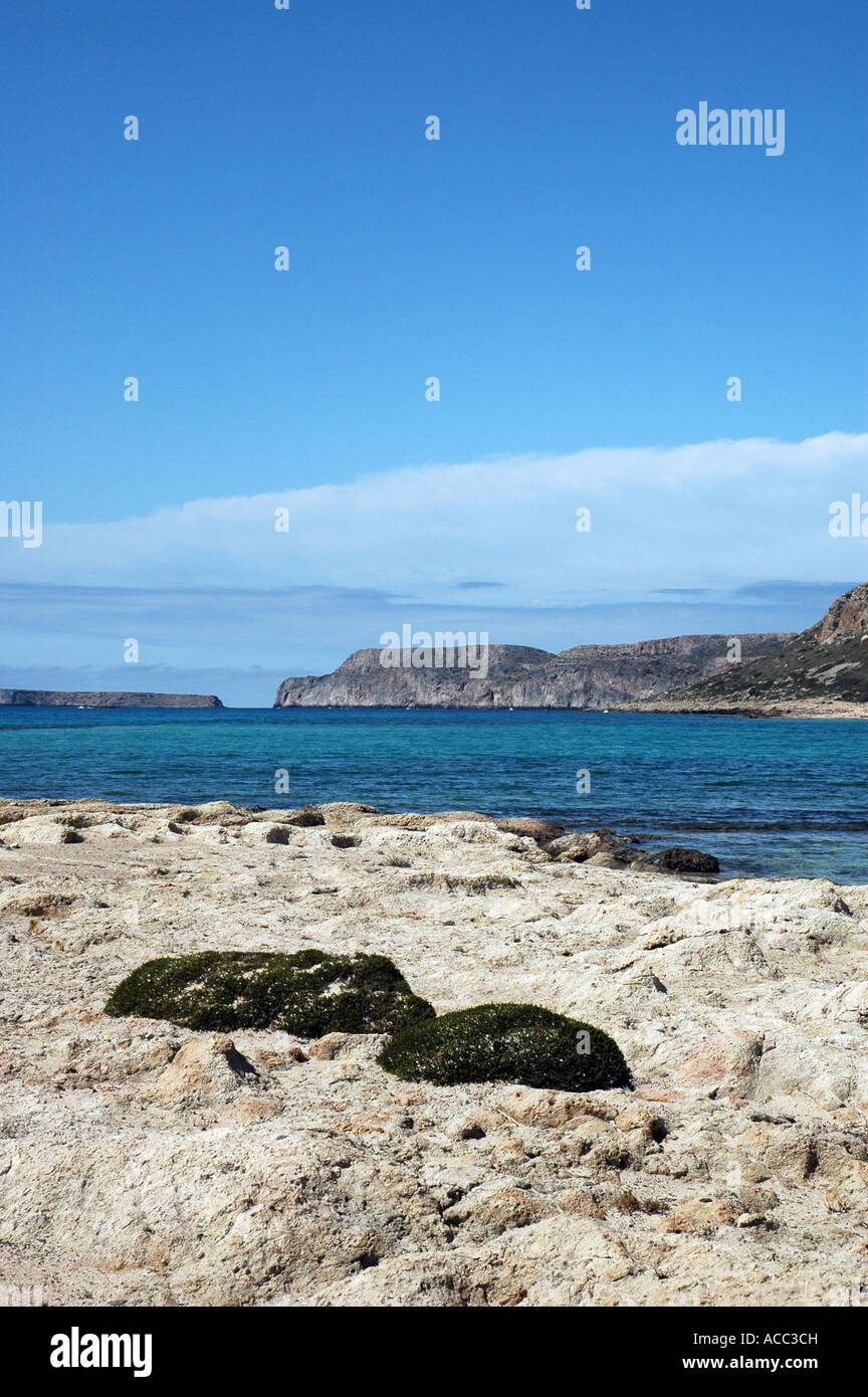 Balos beach on western Gramvoussa peninsula of island of Crete in ...